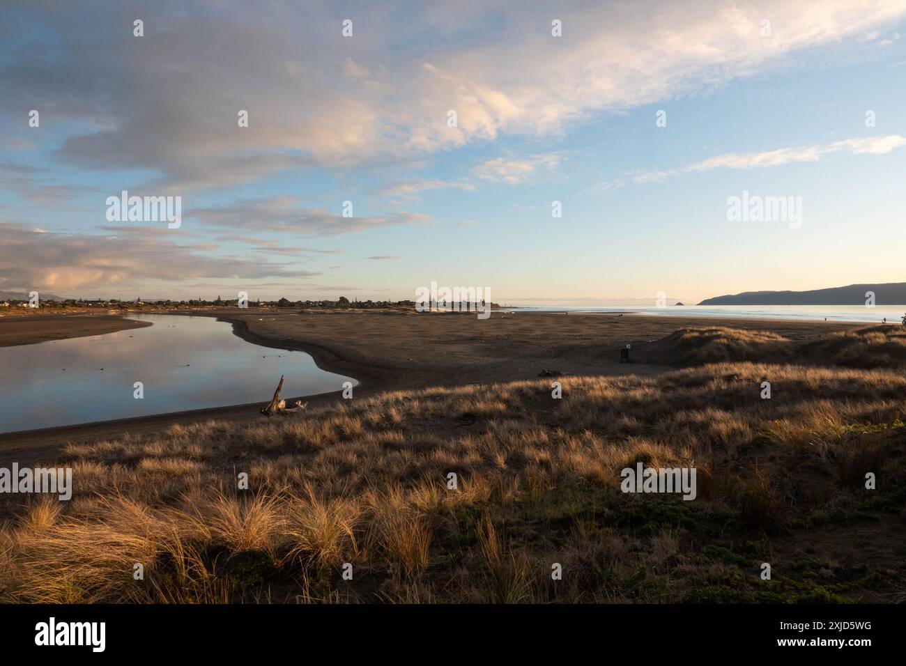 Waikanae river mouth at Waikanae beach in Kapiti, New Zealand Stock ...