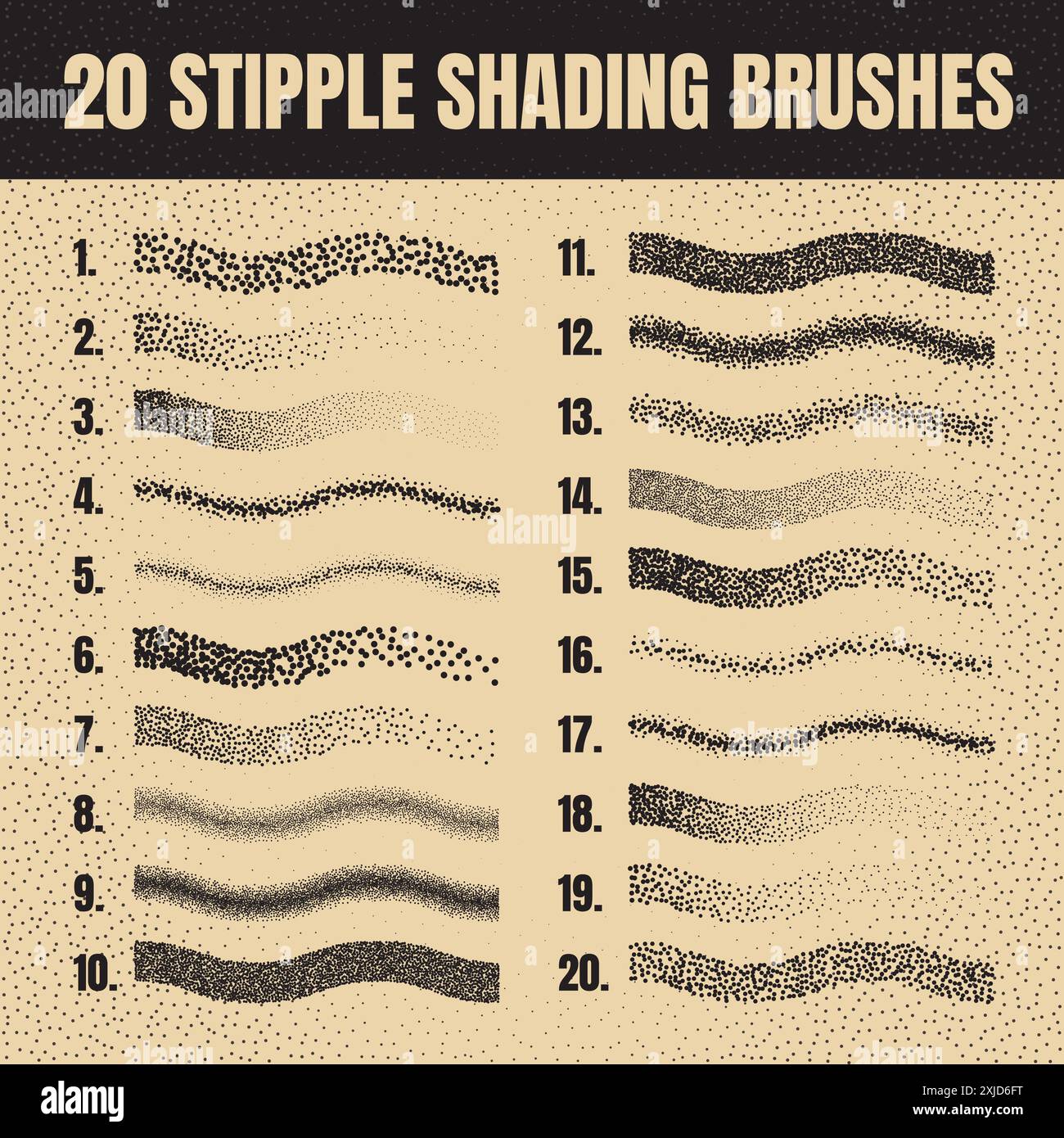 Stipple scatter brush, ink drawing and texturing. Fading gradient ...