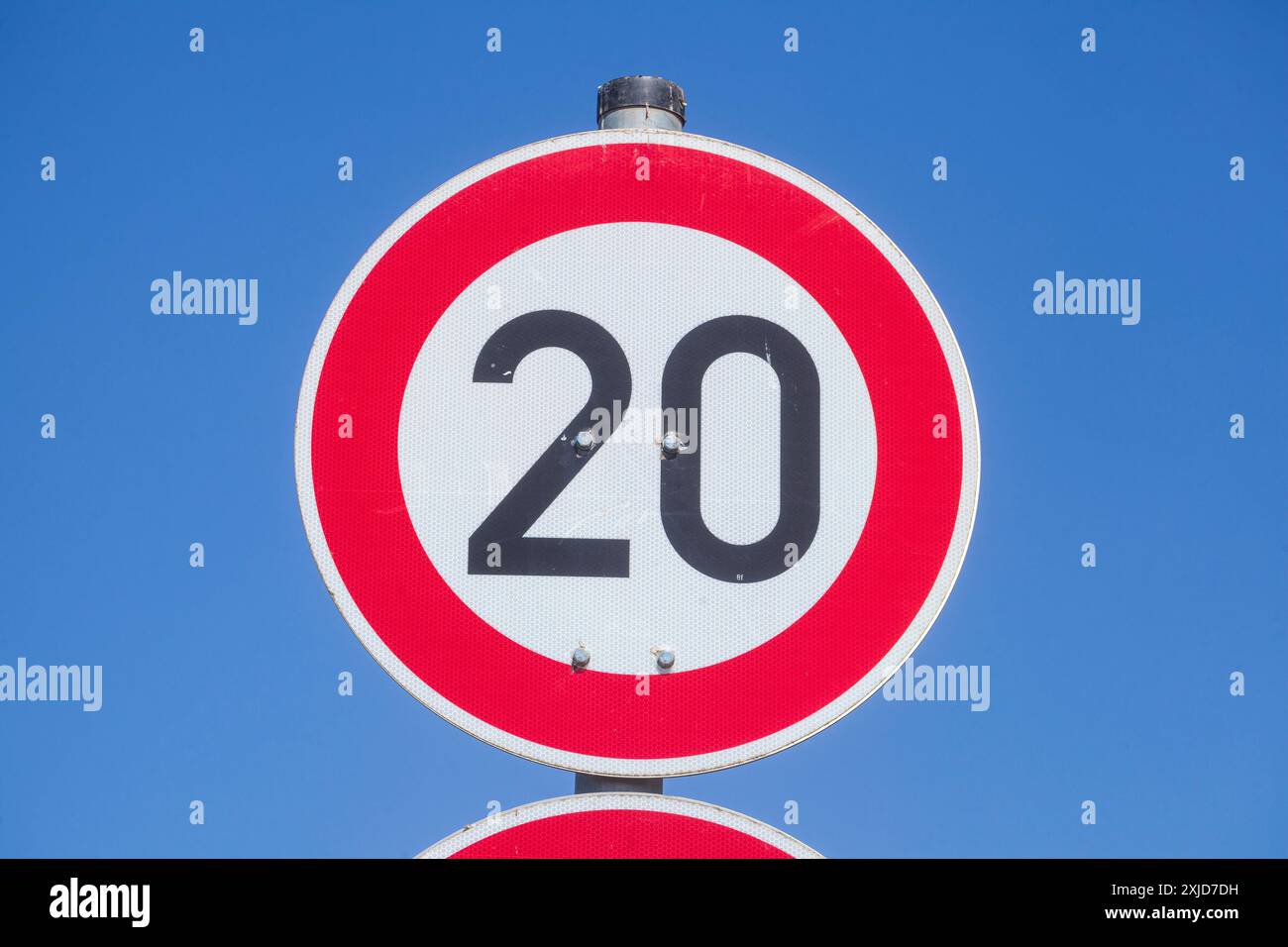 Traffic sign Maximum permitted speed twenty kilometers per hour ...