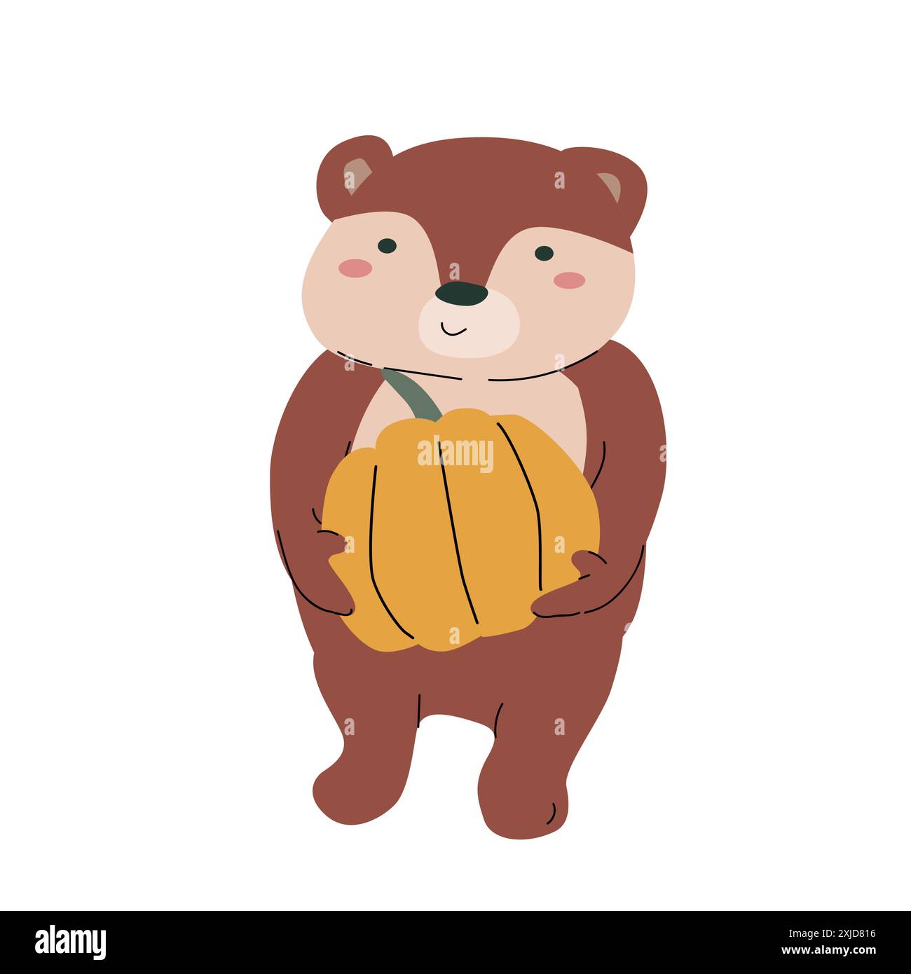 Fall childrens animal beer isolated clipart. Forest wild pet with ...