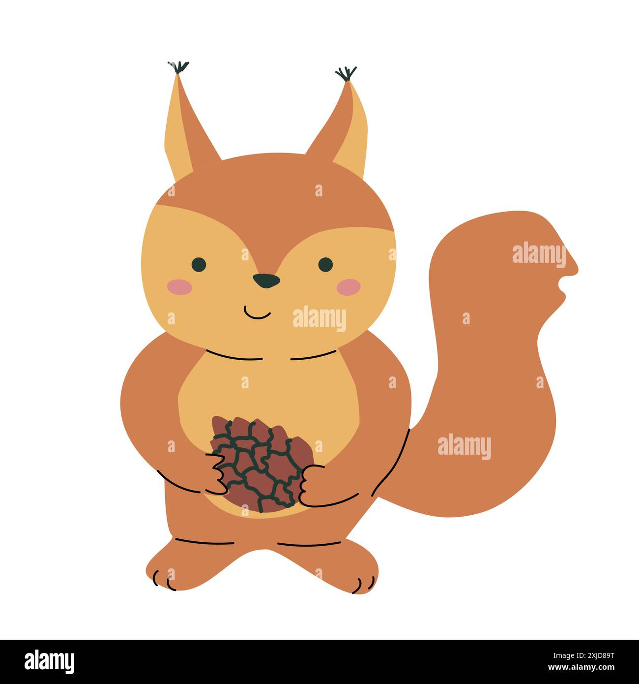 Fall childrens animal isolated clipart. Forest wild pet with harvest ...