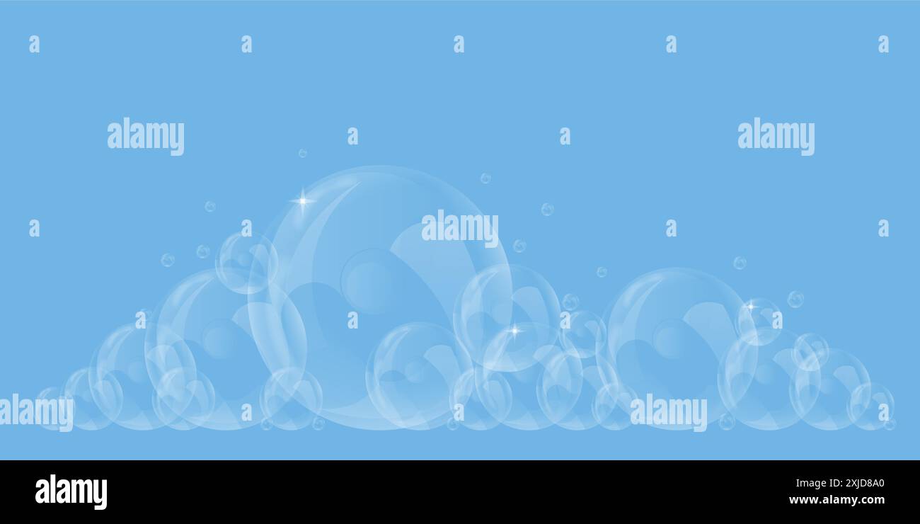 Vector soap bubble. Realistic soap bubble, glare. Foam bubbles. Powder ...