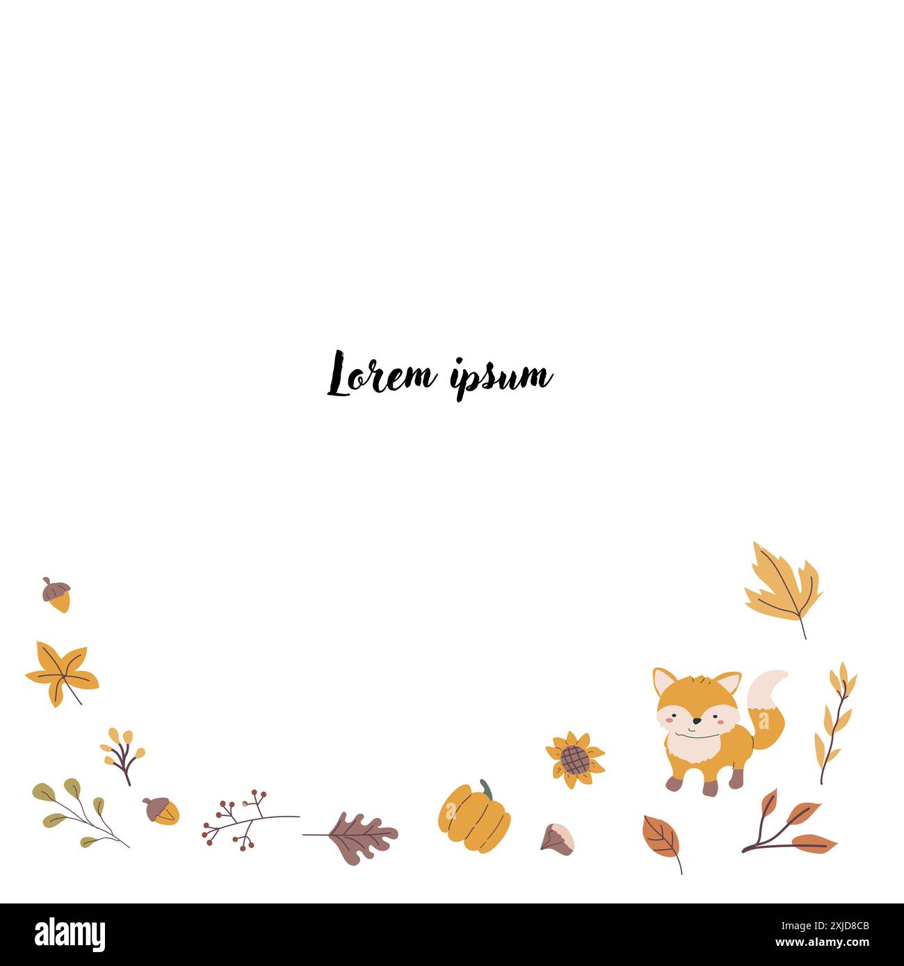 Autumn fall card template with seasonal leaves and items. Celebration ...