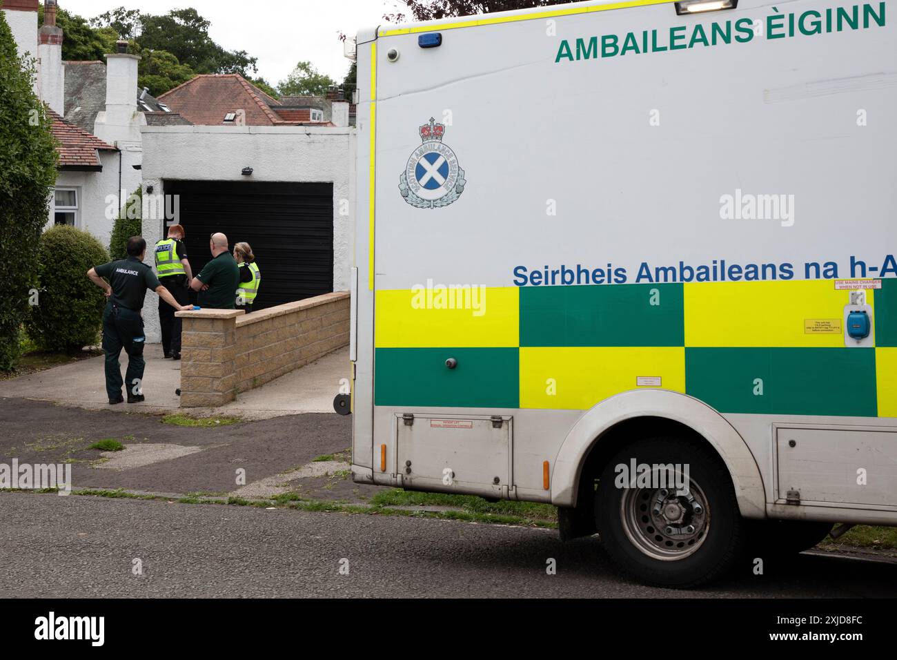 Edinburgh, Scotland, UK, Five ambulance vehicles and two Police ...
