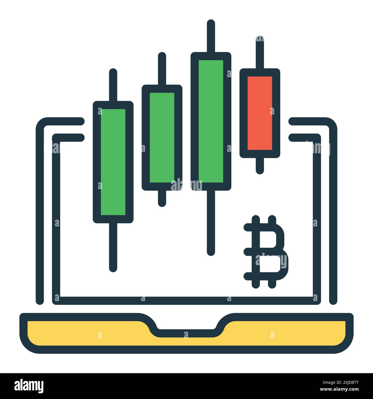 Candlestick charts on Laptop Screen vector concept colored icon or logo element Stock Vector ...