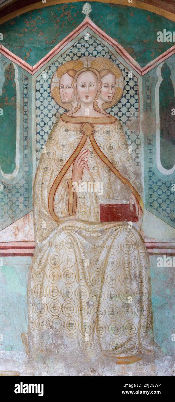 PERUGIA, ITALY - MAY 18, 2024: The mystical fresco of Holy Trinity ...