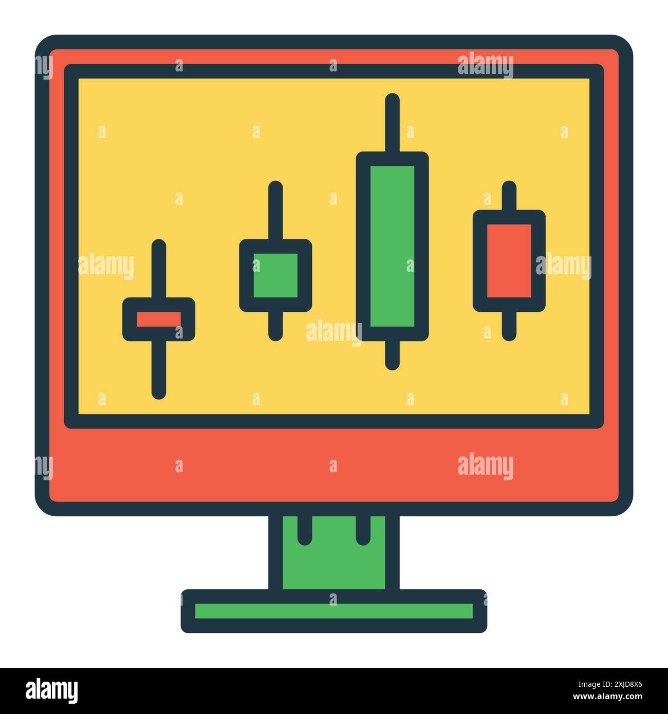Candlestick charts on Computer Screen vector concept colored icon or logo element Stock Vector ...