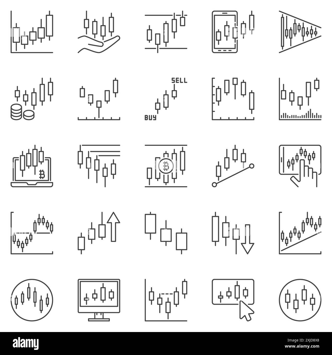 Bar line icons signs Cut Out Stock Images & Pictures - Alamy
