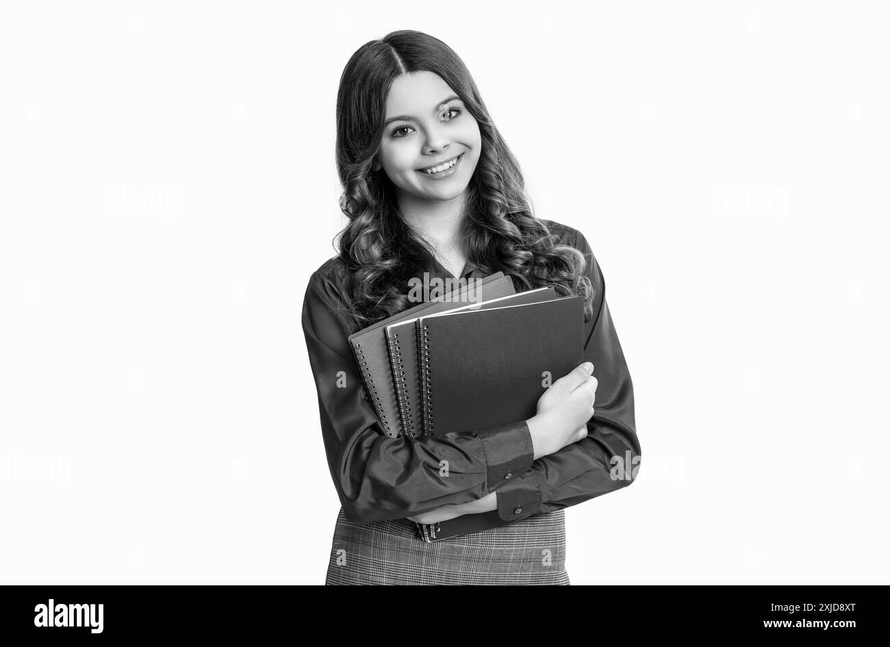 happy school student girl in studio. school student girl on background ...