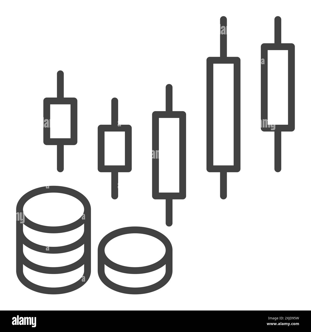 Coins with Candlestick Charts vector Technical Analysis concept icon or ...