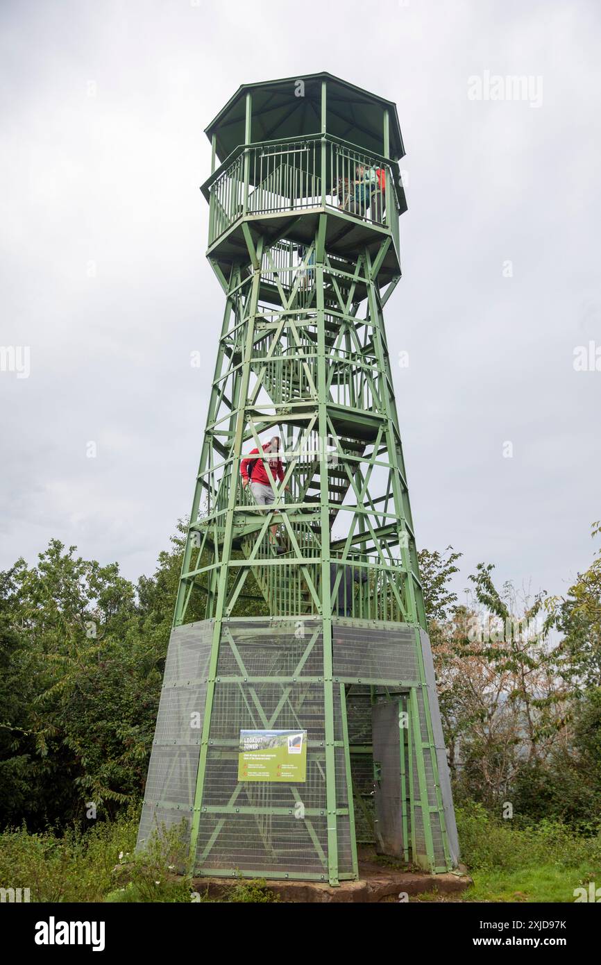 Cheddar Gorge lookout tower at the top of Jacobs ladder on the cliff ...