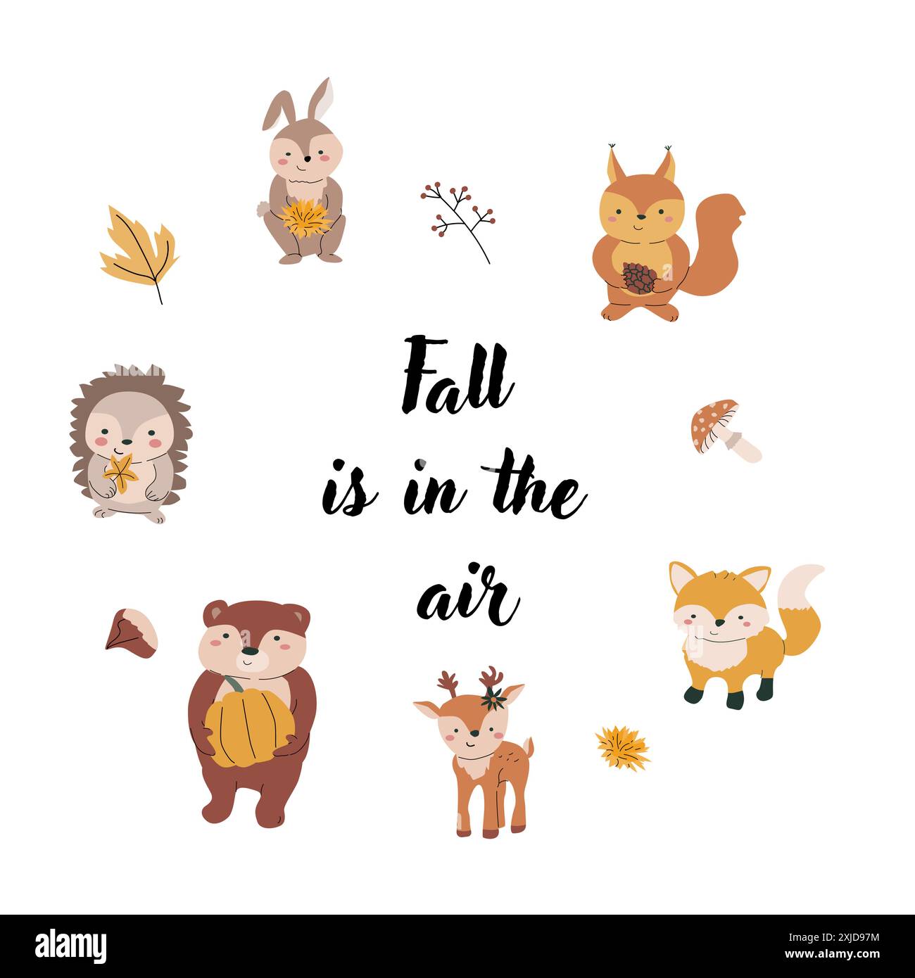 Autumn fall card template with seasonal leaves and items. Celebration ...