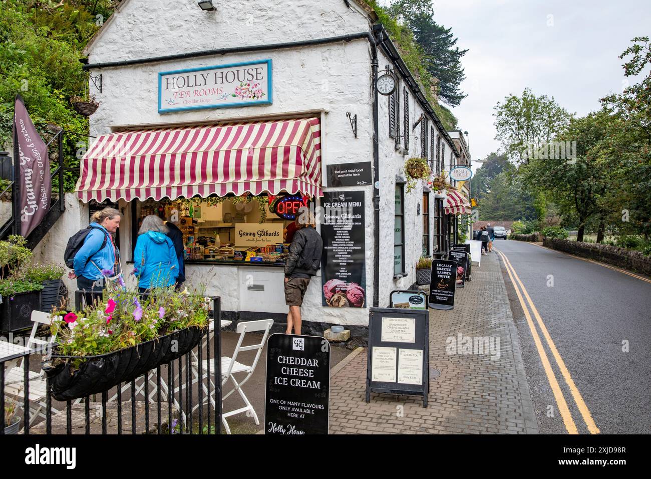 Cheddar Gorge Somerset, Holly House tea room cafe with customers ...