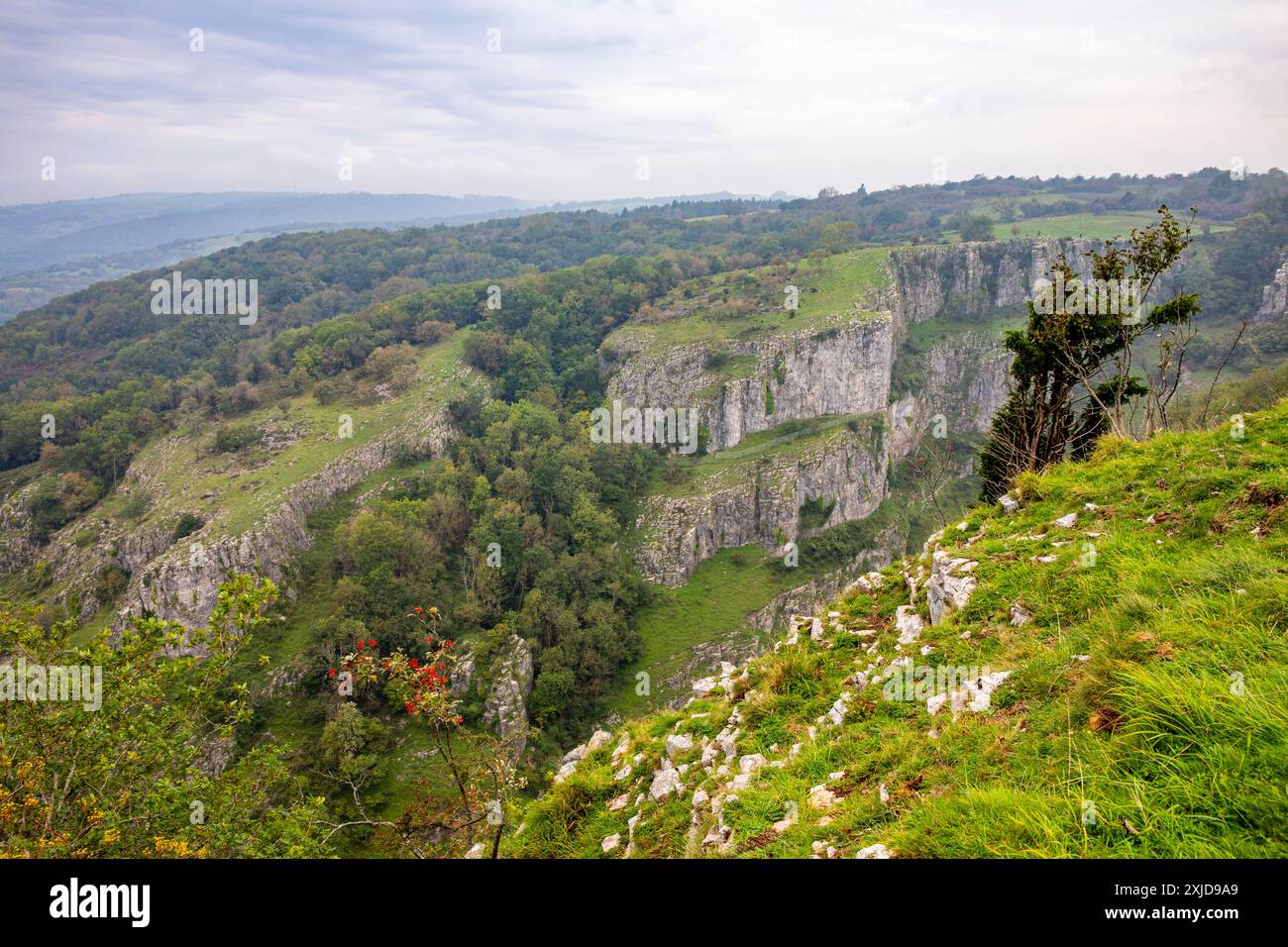 Cheddar gorge and caves cliff top walk, Mendip Hills,Somerset,England ...