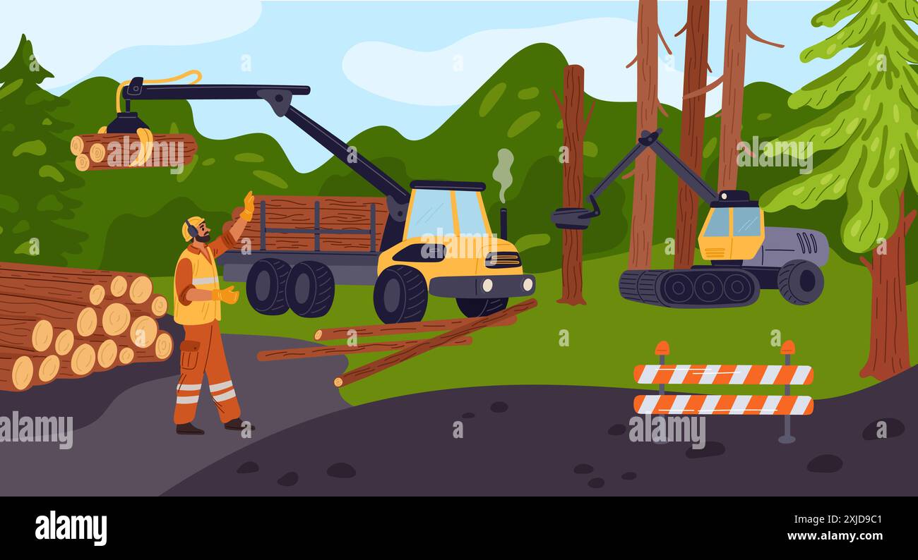 Tree trunks deforestation Stock Vector Images - Alamy