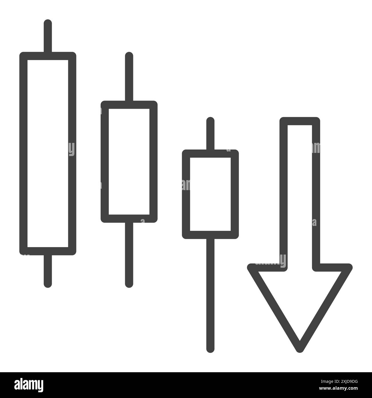 Down Trend with Candlestick Charts vector Technical Analysis concept icon or symbol in outline ...