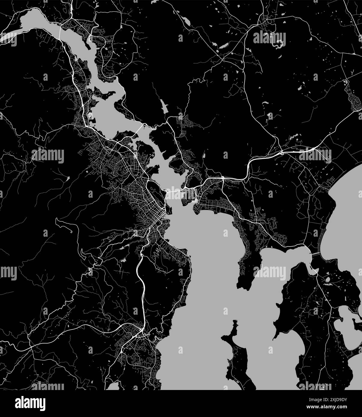 Map of Hobart, Australia. Detailed city vector map, metropolitan area ...