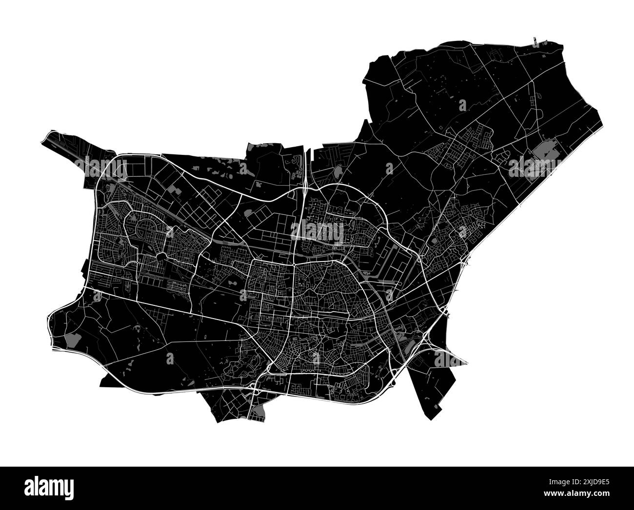 Map of Tilburg, Netherlands. Detailed city vector map, metropolitan ...