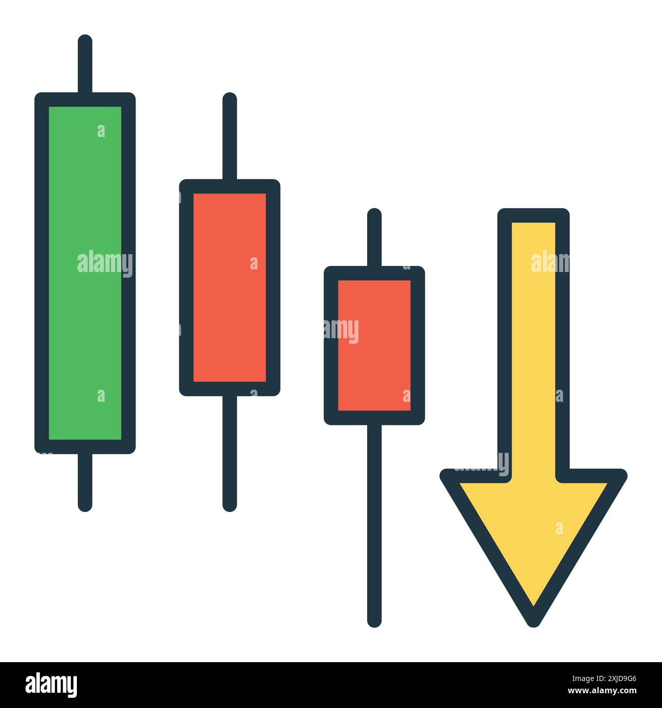 Down Trend with Candlestick Charts vector Technical Analysis concept ...