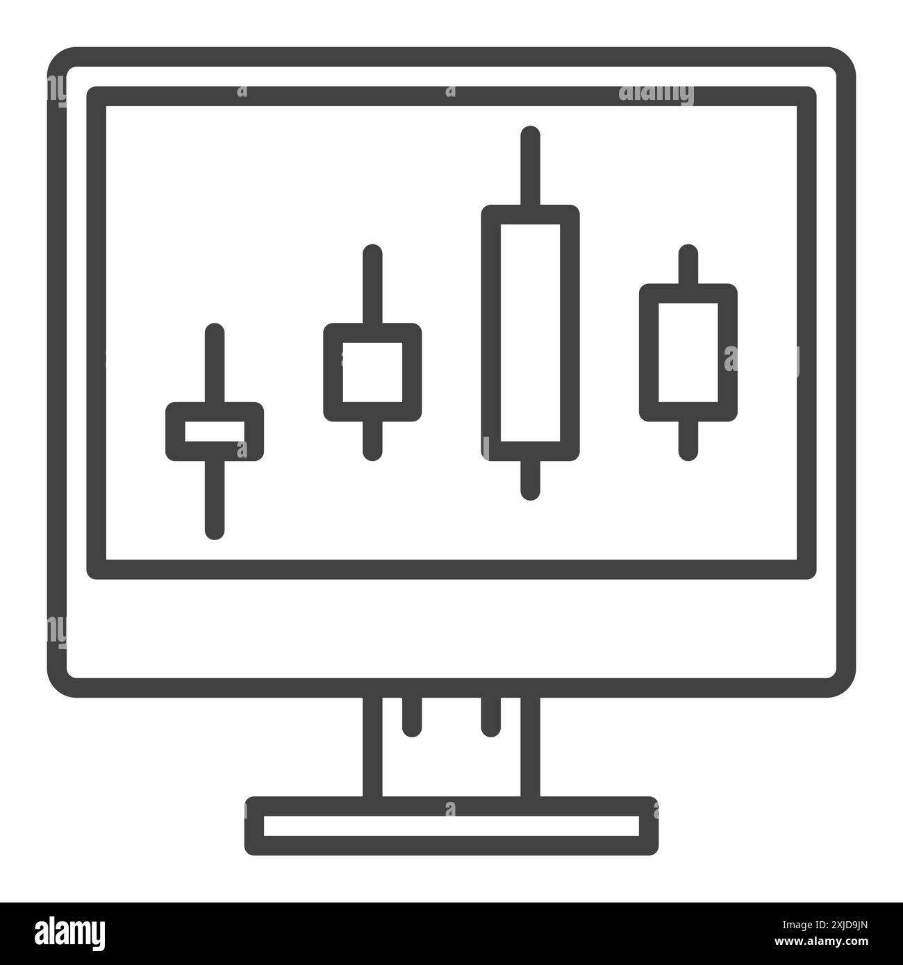PC Screen with Candlestick charts vector concept linear icon or symbol ...
