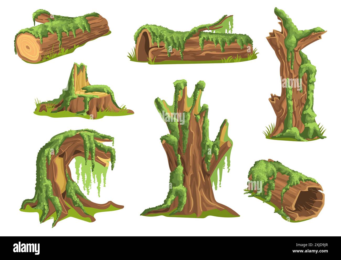Moss covered tree stump Stock Vector Images - Alamy