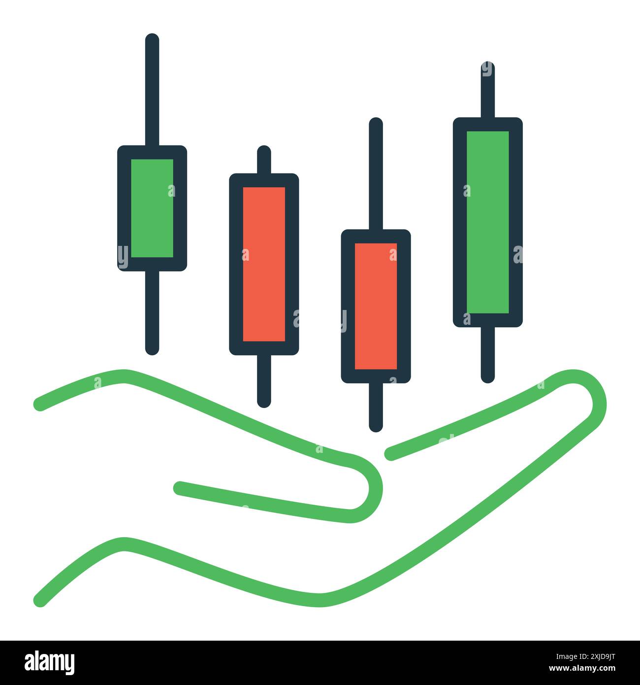Stock and cryptocurrency graph on Hand vector concept colored icon or ...