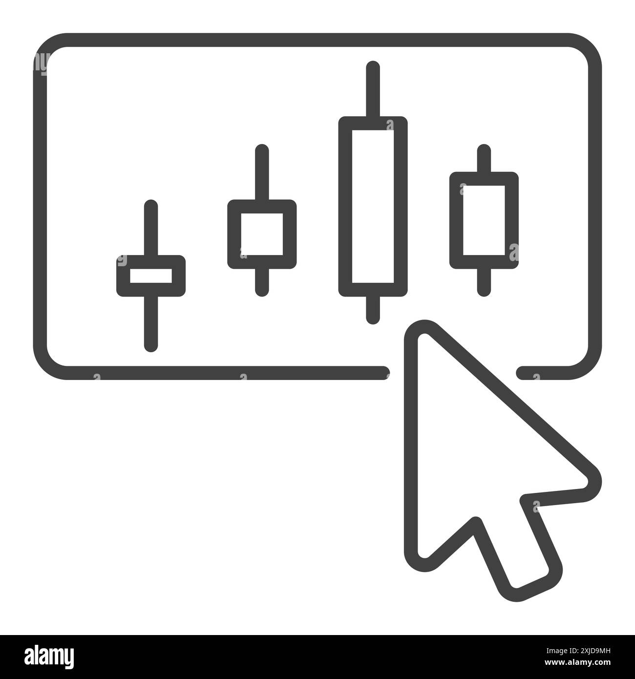 Mouse cursor on Candlestick Chart vector concept outline icon or design ...