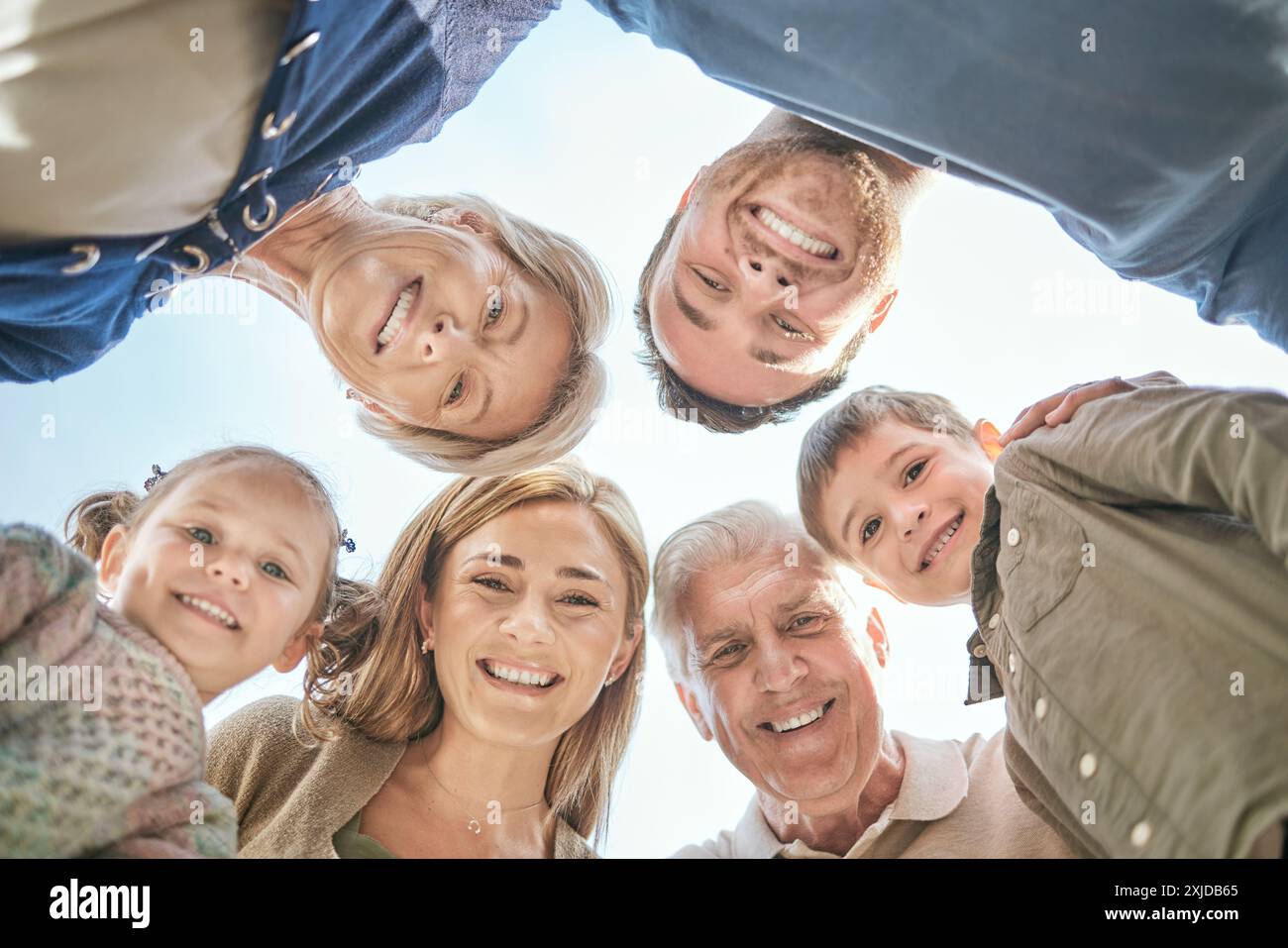 Outdoor, circle and family in portrait with love, support and ...