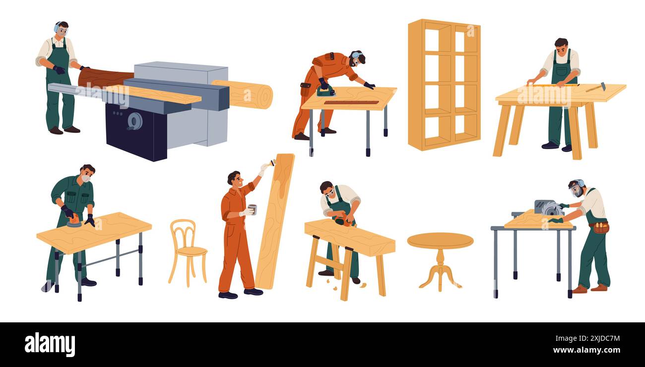 Man measuring timber Stock Vector Images - Alamy