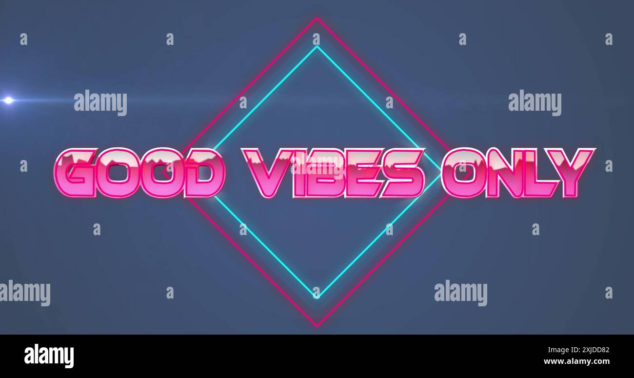 Image of good vibes only text over light spot. Retro, social media and ...