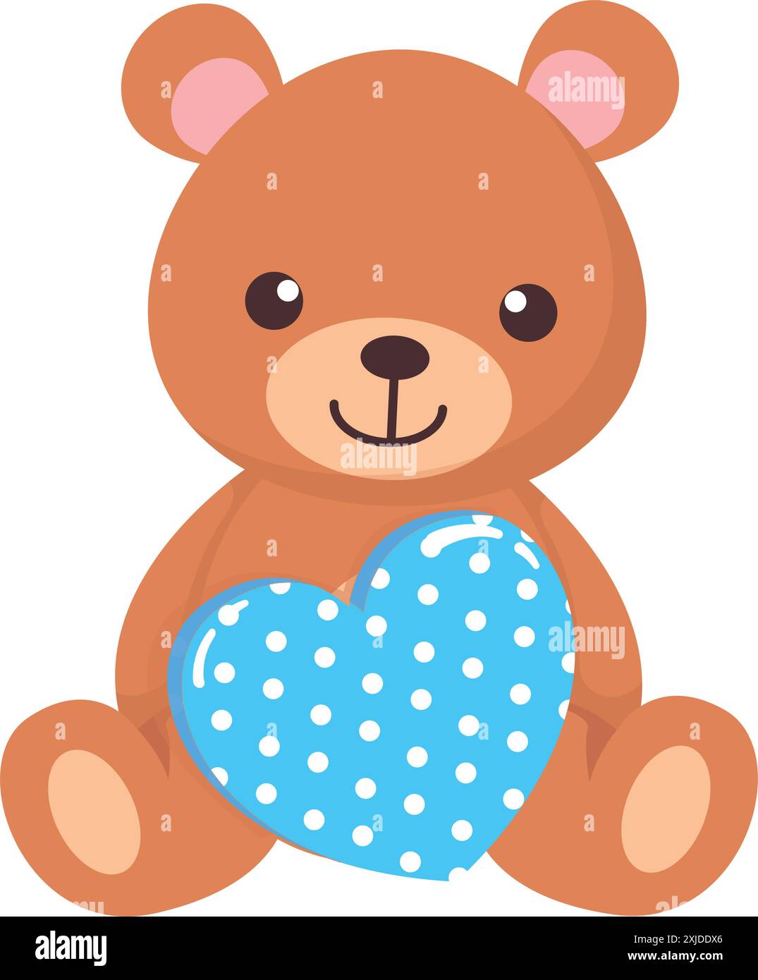 Plush teddy bear with light blue heart with white dots - vector graphic ...
