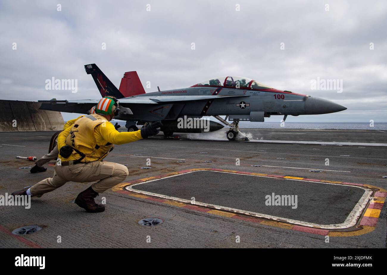 An F/A-18F Super Hornet from the “Fighting Redcocks” of Strike Fighter ...