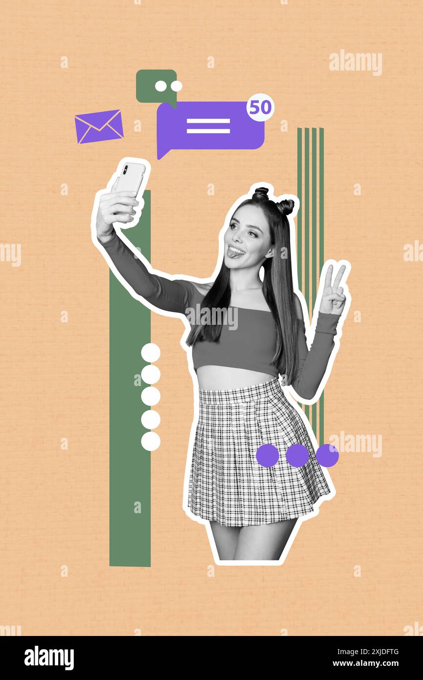 Composite trend artwork image photo collage of beige color backdrop ...