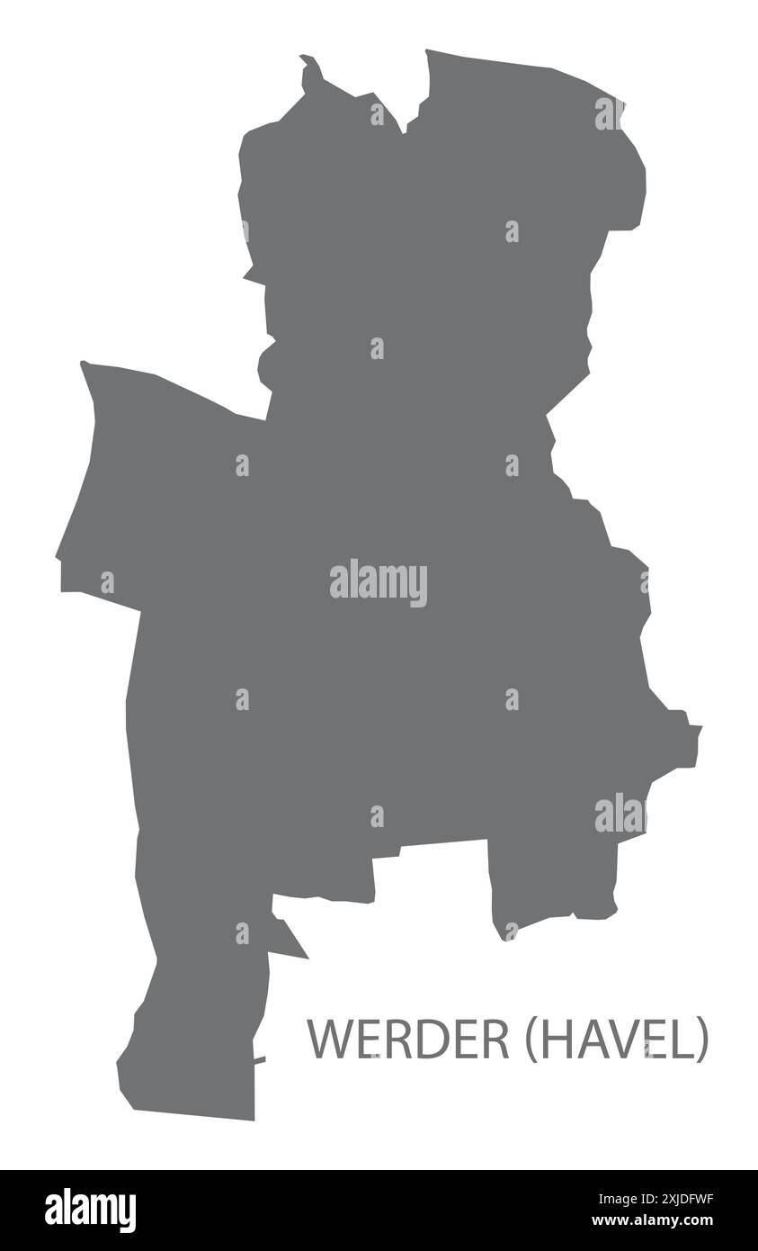 Werder (Havel) German city map grey illustration silhouette shape Stock ...