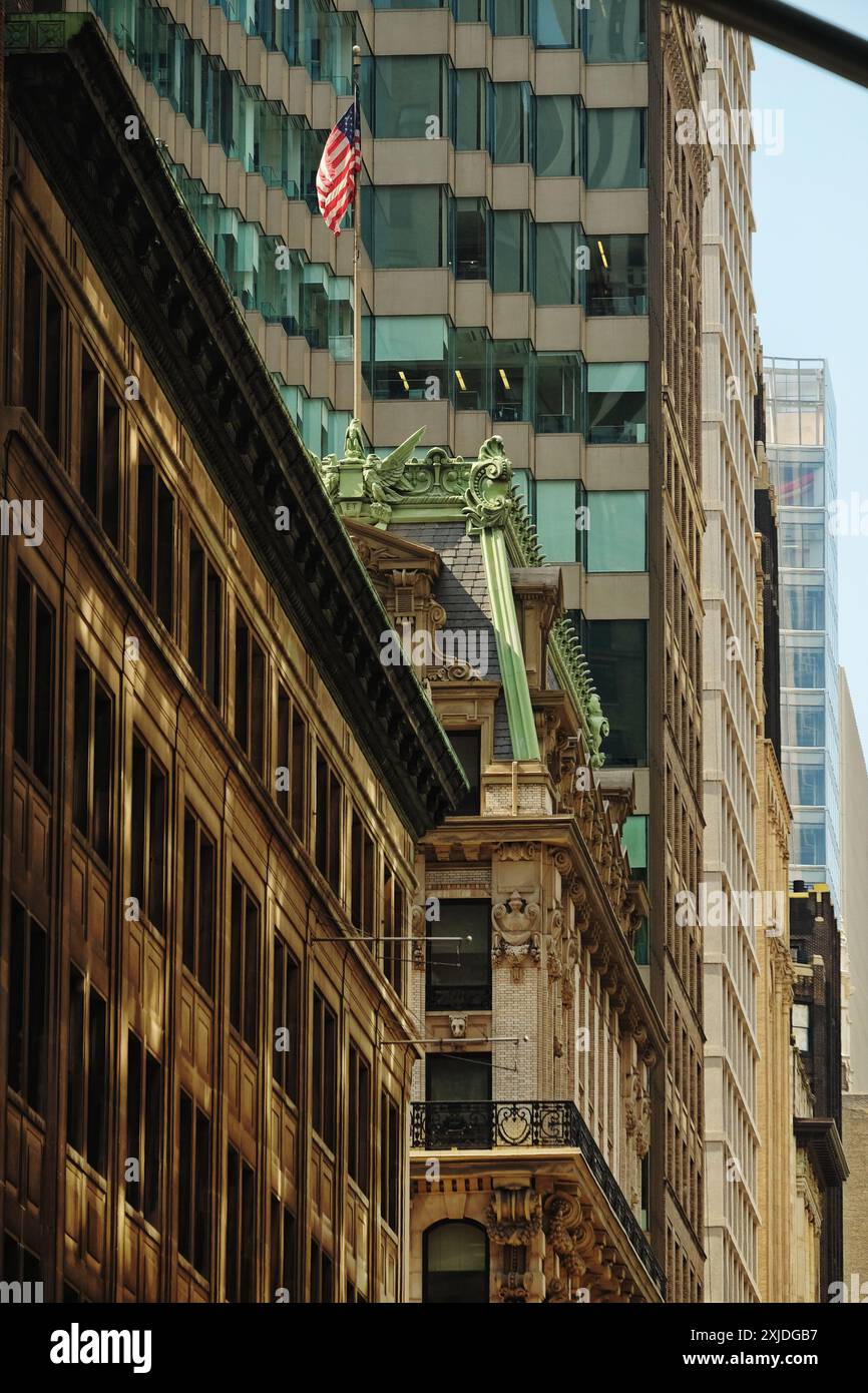Window patterns of New York City skyscrapers, details from the golden ...