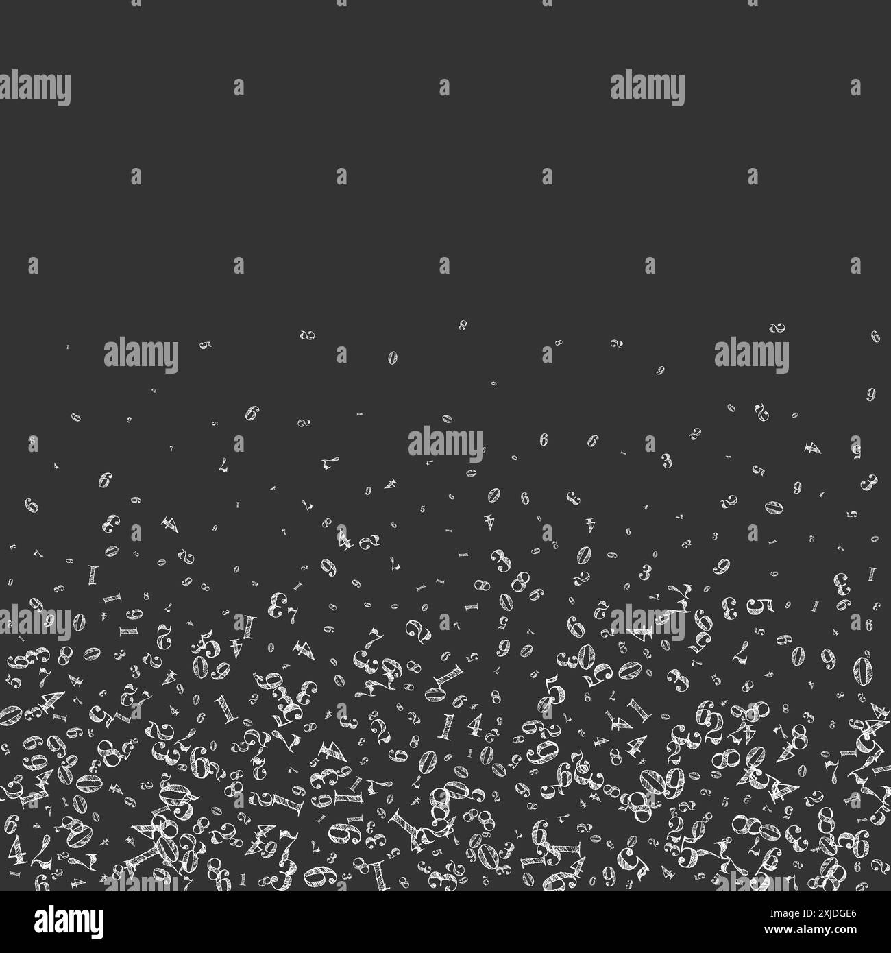 Concept of school background. White chalk numbers and digits falling ...