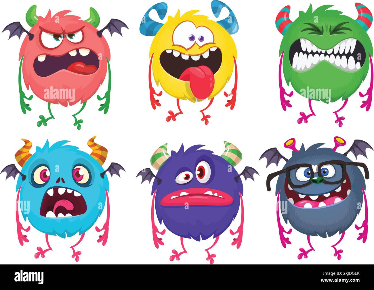 Cute cartoon Monsters. Vector set of cartoon monsters Stock Vector ...