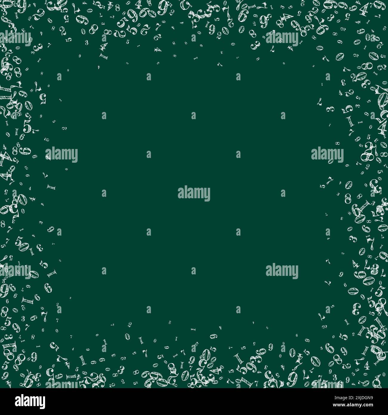 School math notebook cover. White chalk numbers floating in the air ...