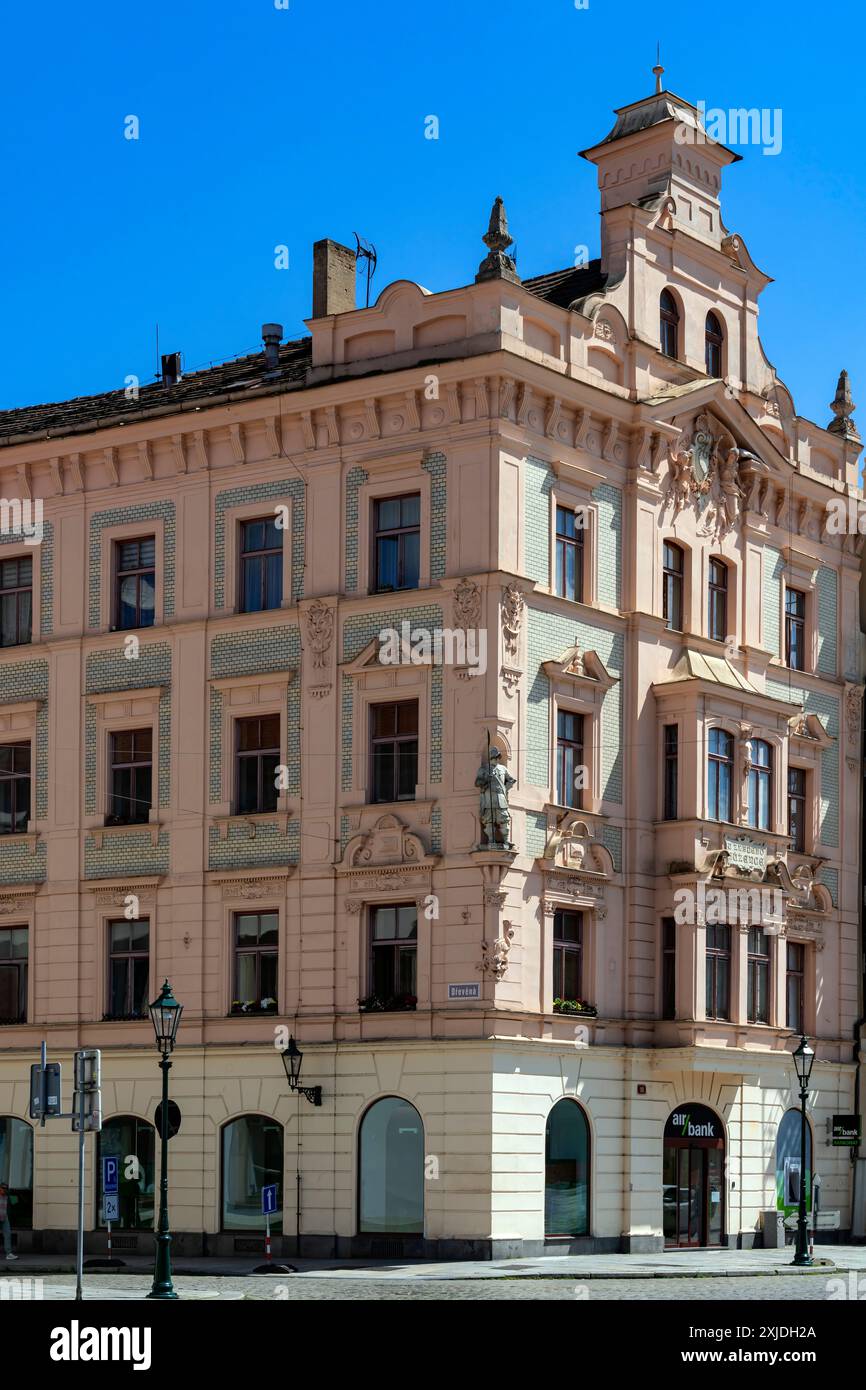 Colorful house by Drevena street in Pilsen, Bohemia, Czech Republic ...