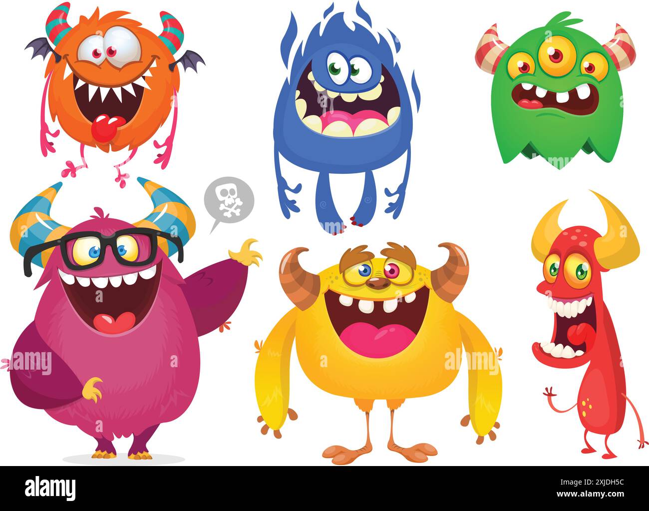 Cute cartoon Monsters. Vector set of cartoon monsters: ghost, goblin ...