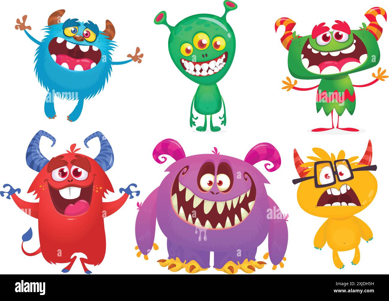 Cute cartoon Monsters. Vector set of cartoon monsters: ghost, goblin ...