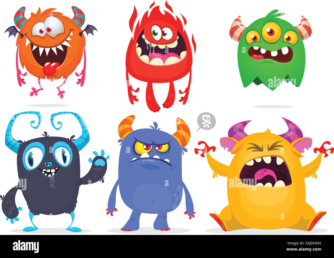 Cute cartoon Monsters. Vector set of cartoon monsters: ghost, goblin ...