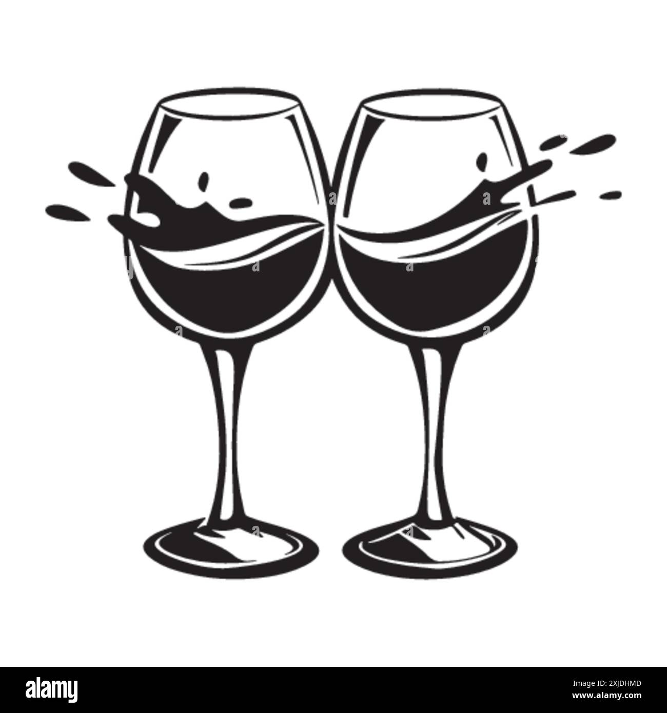 Two wine glasses logo. Wine Company or Restaurant or Bar Design Element ...
