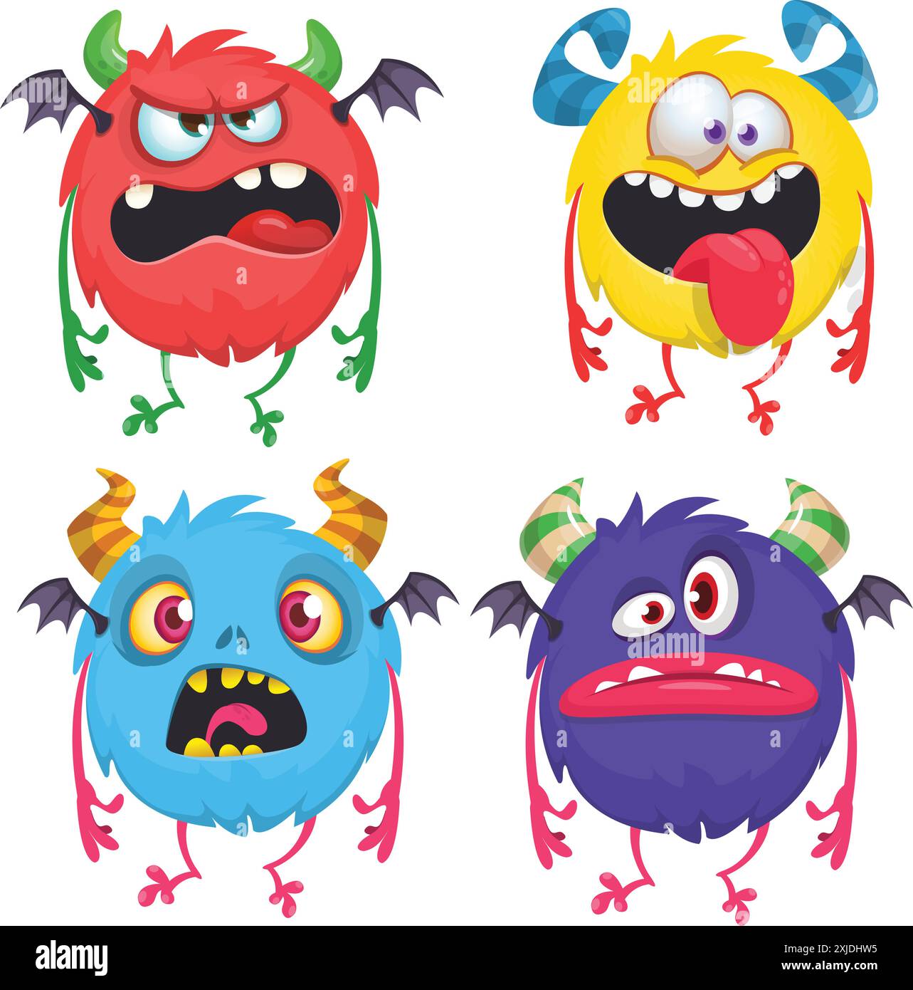 Cute cartoon Monsters. Vector set of cartoon monsters: ghost, goblin ...