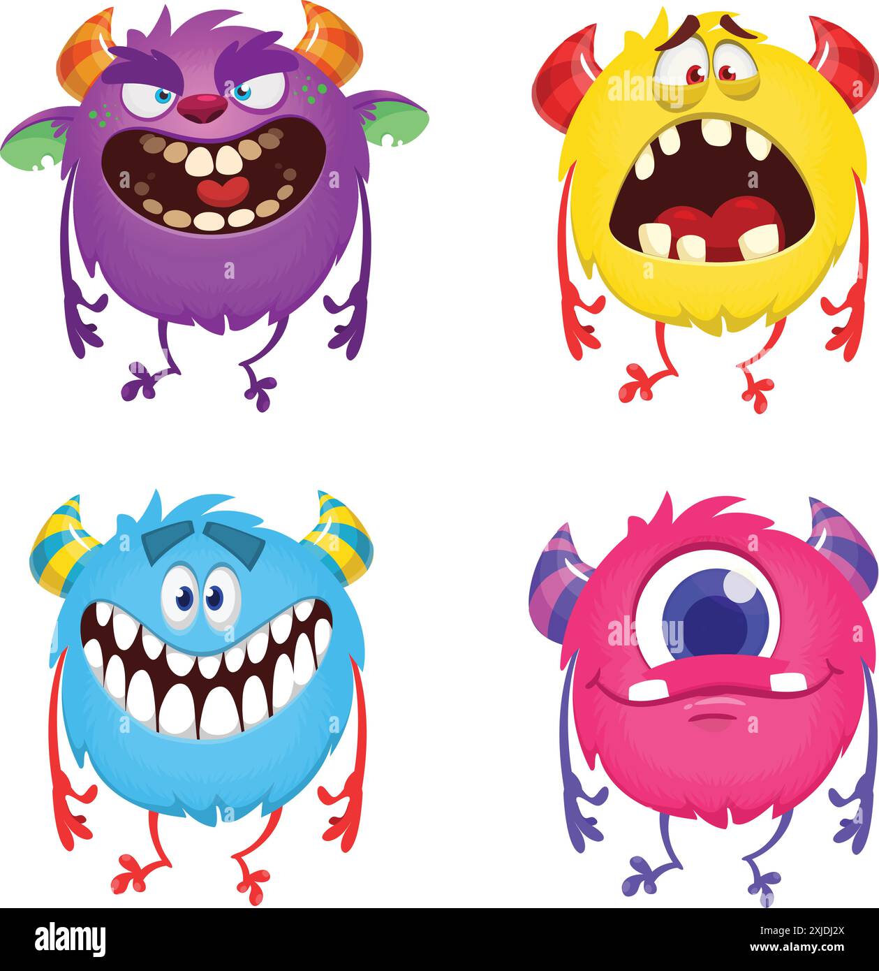 Cute cartoon Monsters. Vector set of cartoon monsters: ghost, goblin ...