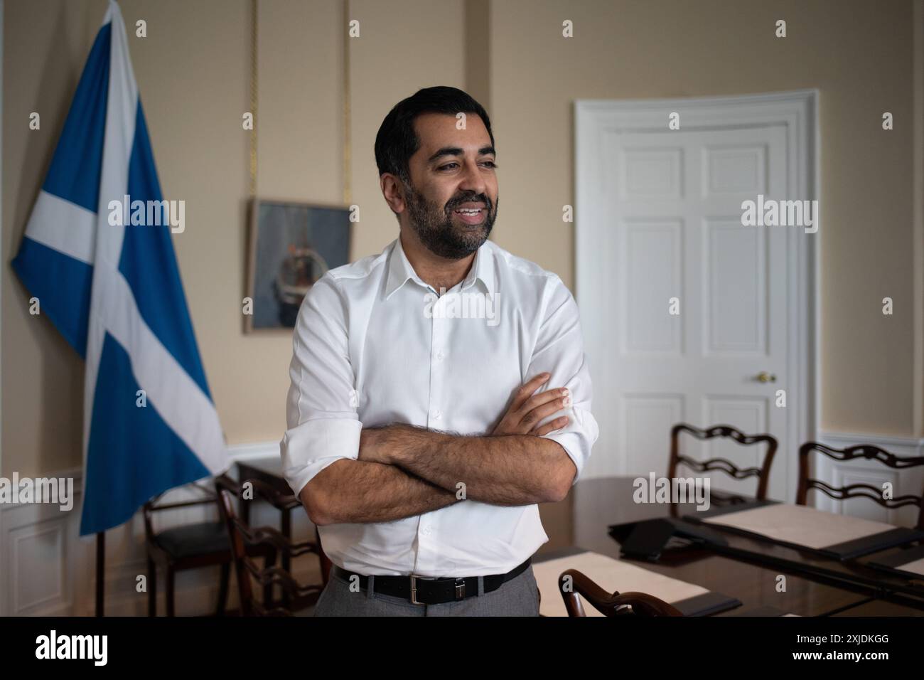 First Minister of Scotland, Humza Yousaf, photographed in the Cabinet ...