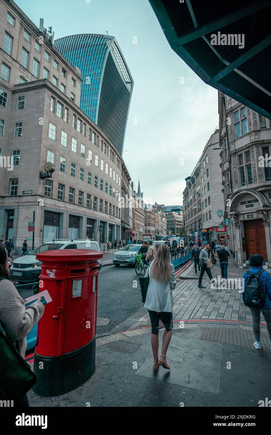 London, Oct 09, 2023: A busy street scene in London with a mix of ...