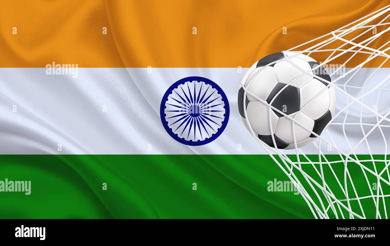 Football ball with the national flag of India. Flag of India ...
