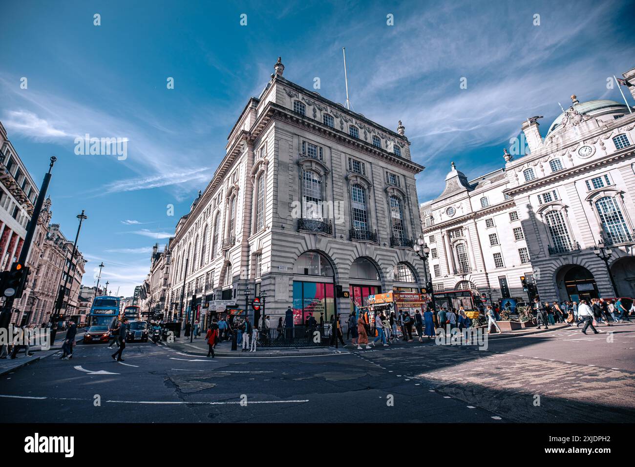 London, UK - October 10, 2023 : A busy street scene in London with a ...