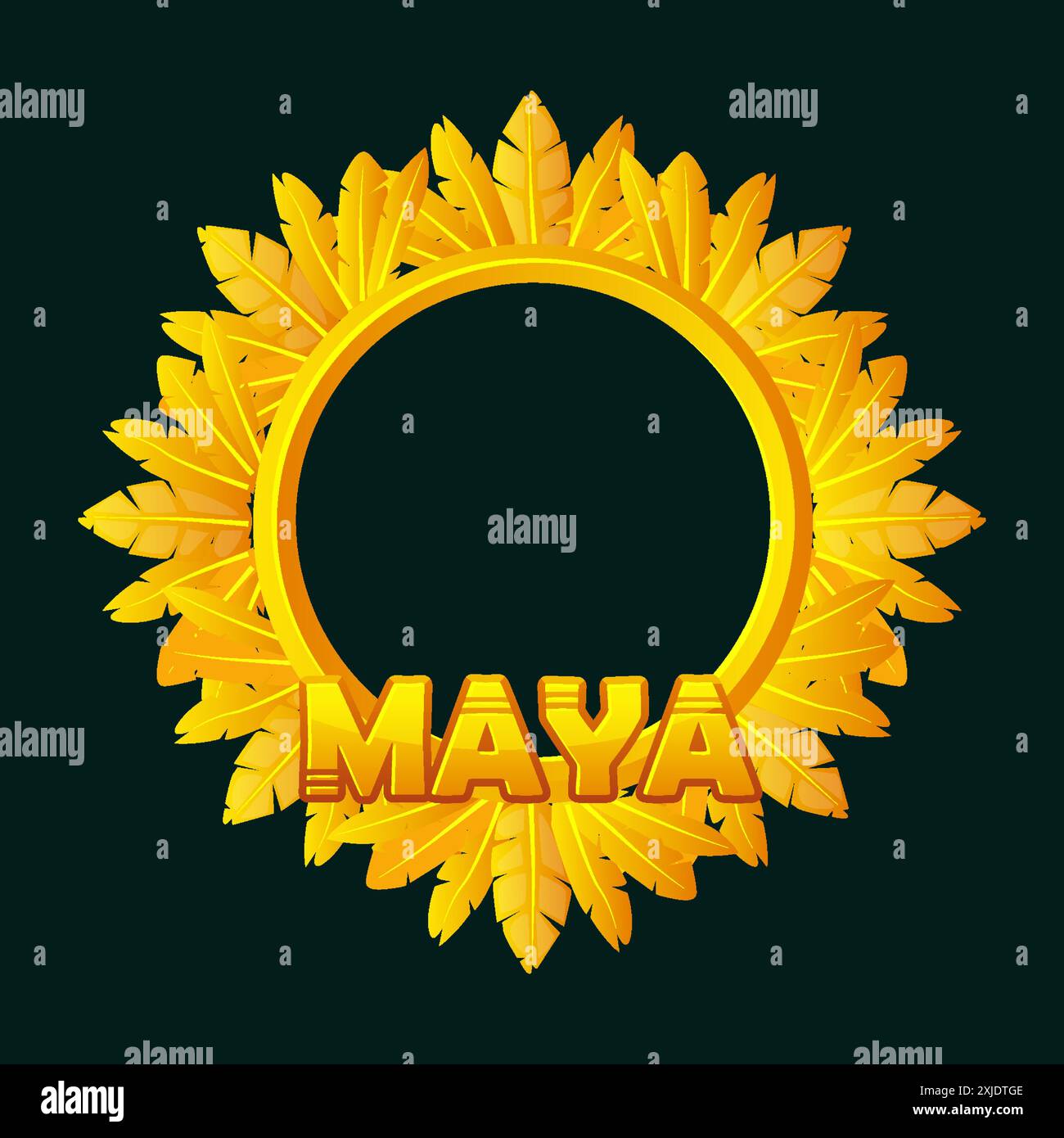 Empty golden frame of feathers for your game icons or slot symbols ...